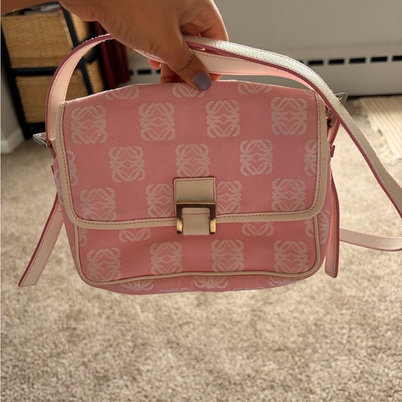 Loewe | Bags | Loewe Pink And Cream Crossbody Bag | Poshmark